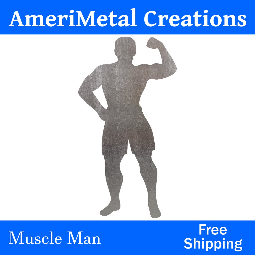 Muscle Man Metal Cutout Shape, Wall Art Decoration for Home, Farmhouse ...