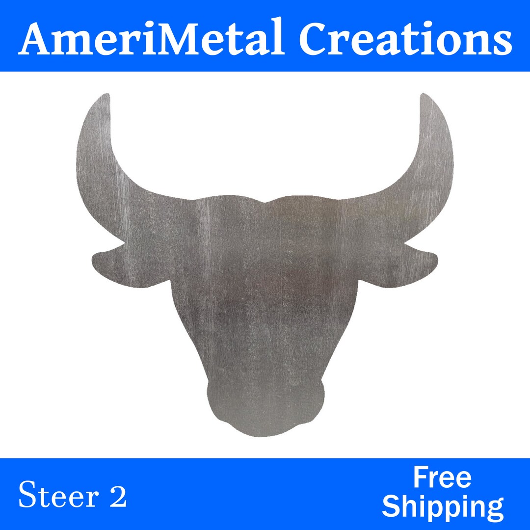 Steer 2 Metal Cutout Shape, Wall Art Decoration for Home, Farmhouse ...