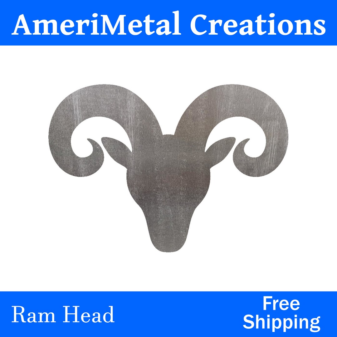 Ram Head Metal Cutout Shape, Wall Art Decoration for Home, Farmhouse ...
