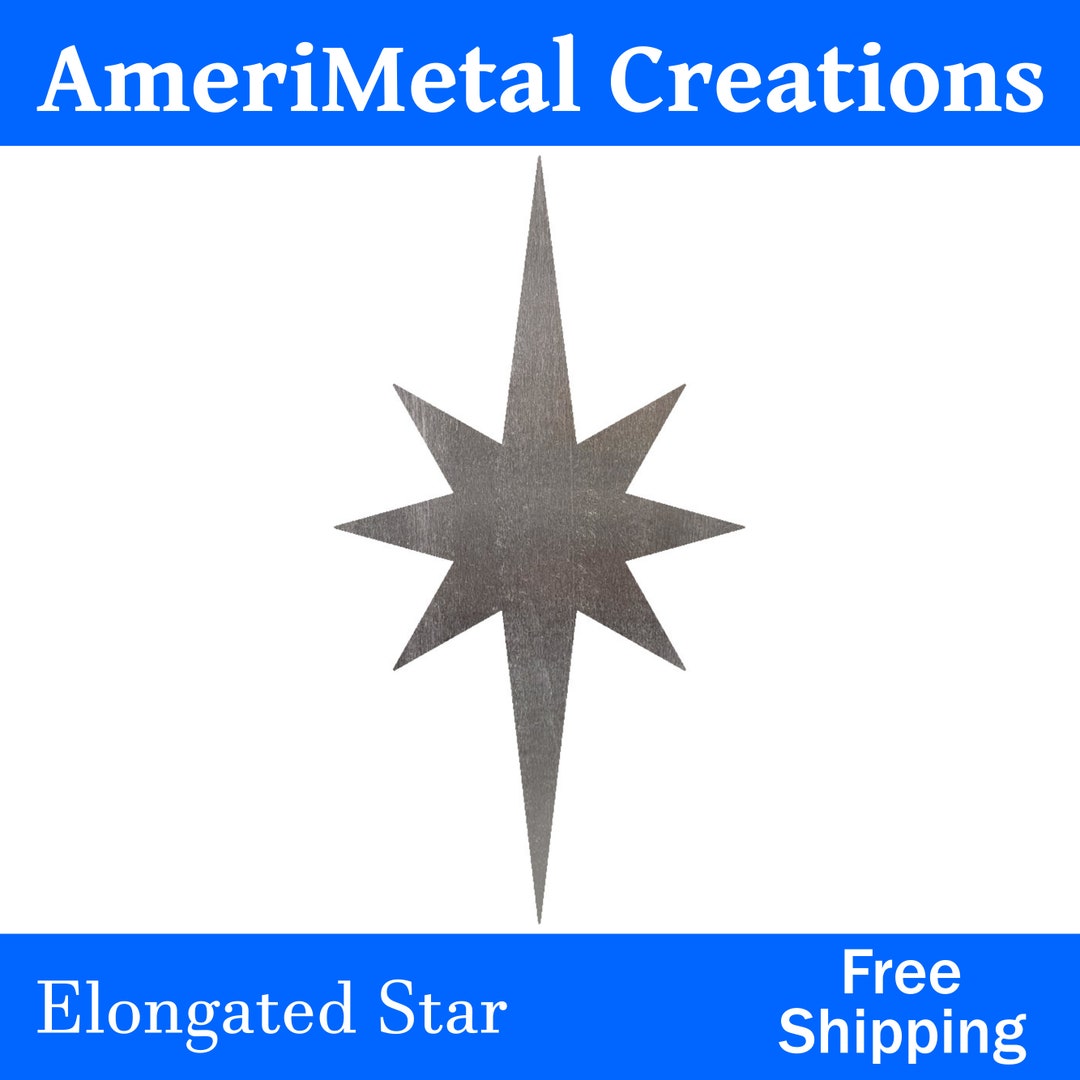 Elongated Star Metal Cutout Shape, Wall Art Decoration for Home ...