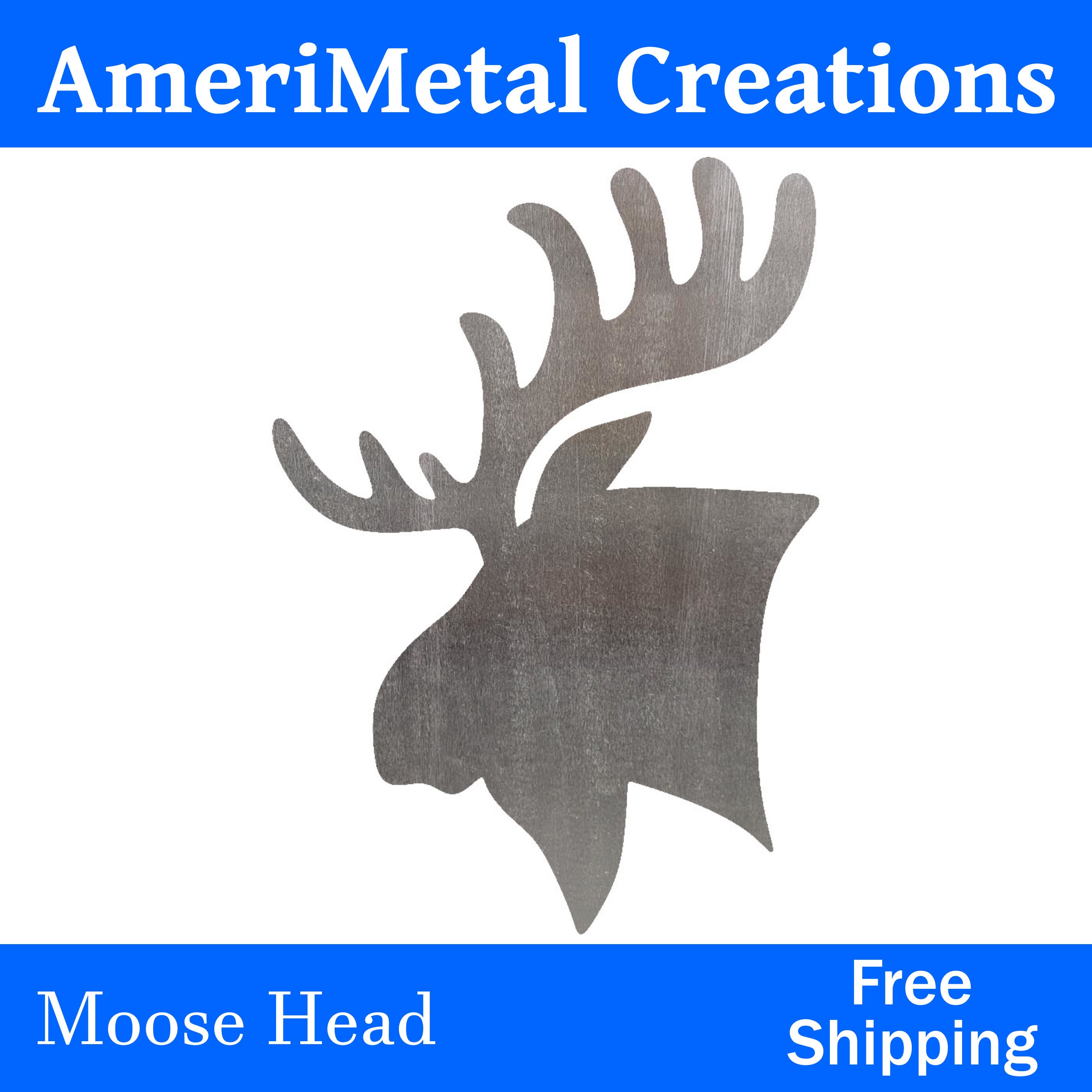 Moose Head Metal Cutout Shape, Wall Art Decoration for Home, Farmhouse ...