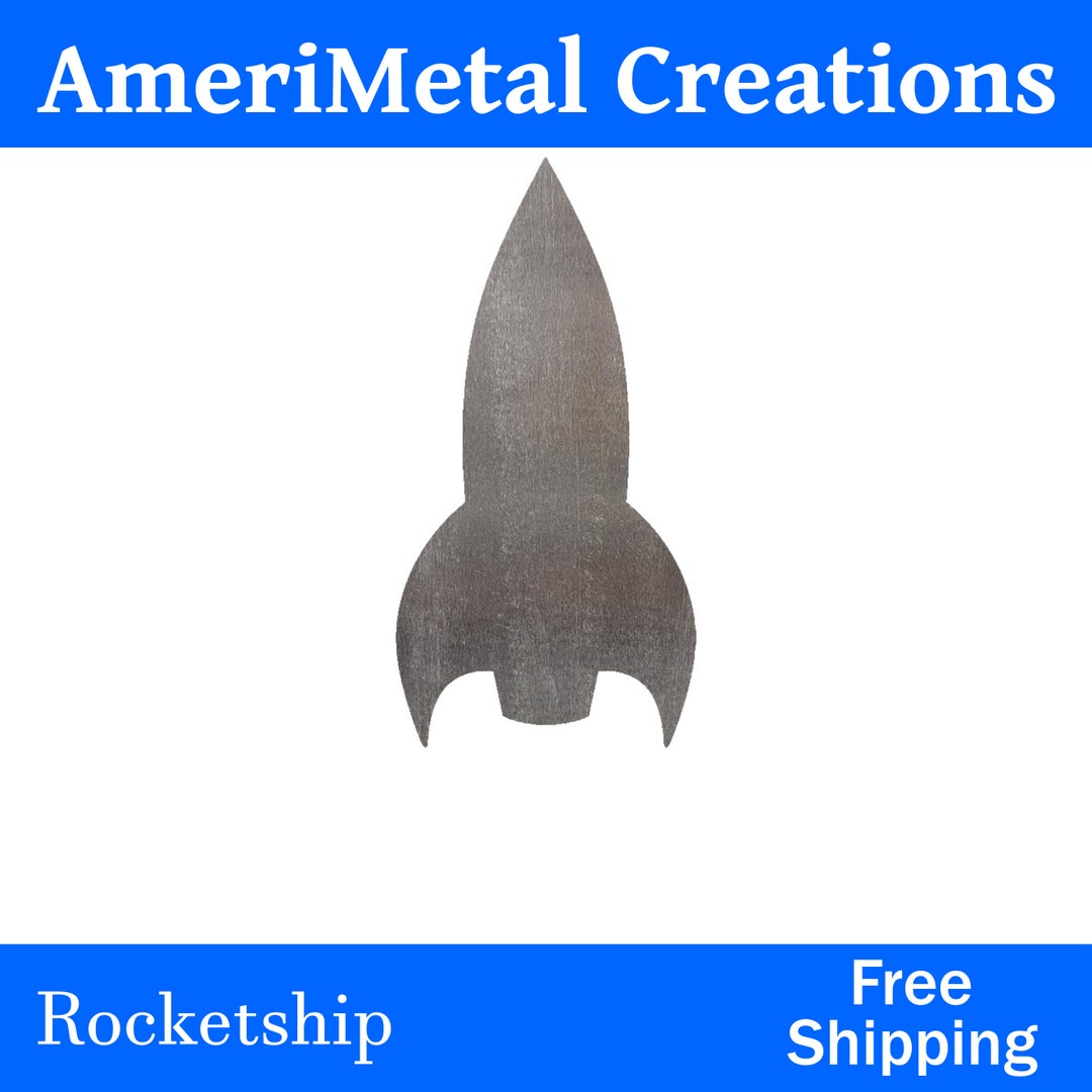 Rocketship Metal Cutout Shape, Wall Art Decoration for Home, Farmhouse ...