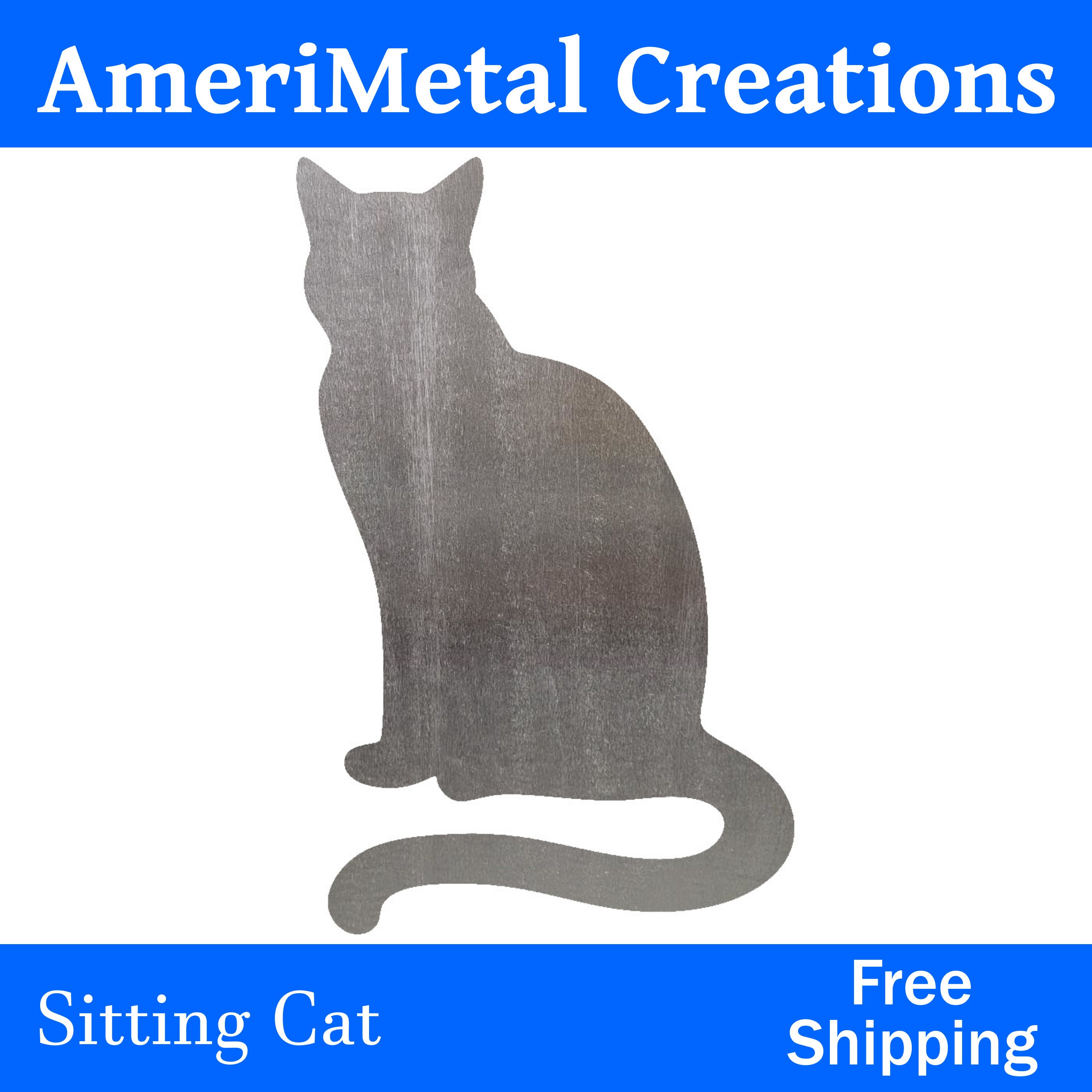 Sitting Cat Metal Cutout Shape, Wall Art Decoration for Home, Farmhouse ...