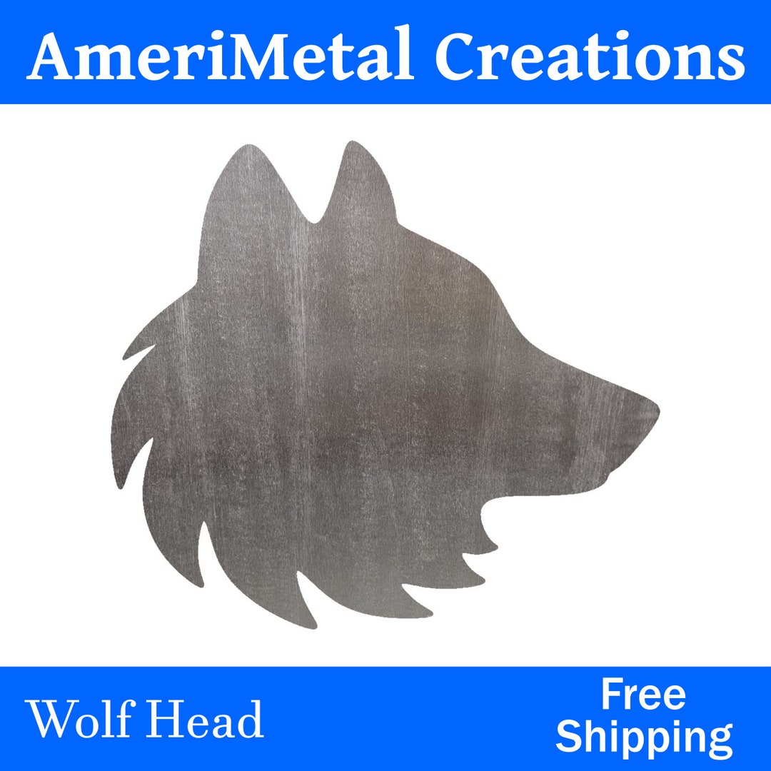 Wolf Head Metal Cutout Shape, Wall Art Decoration for Home, Farmhouse ...