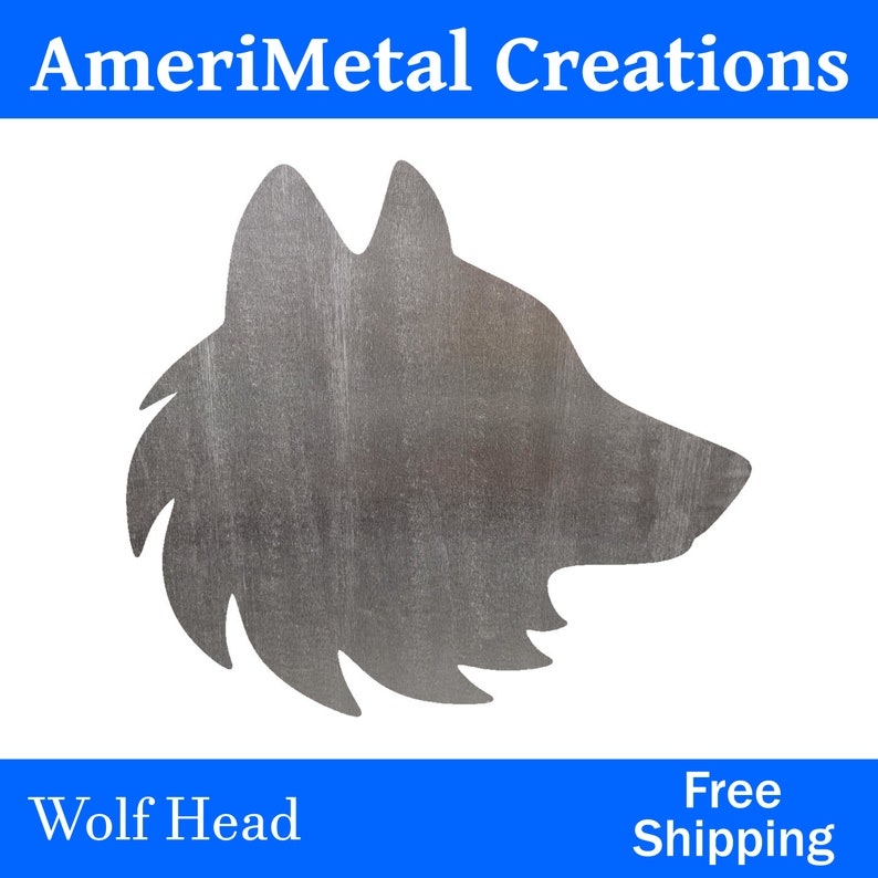 Wolf Head Metal Cutout Shape, Wall Art Decoration for Home, Farmhouse ...