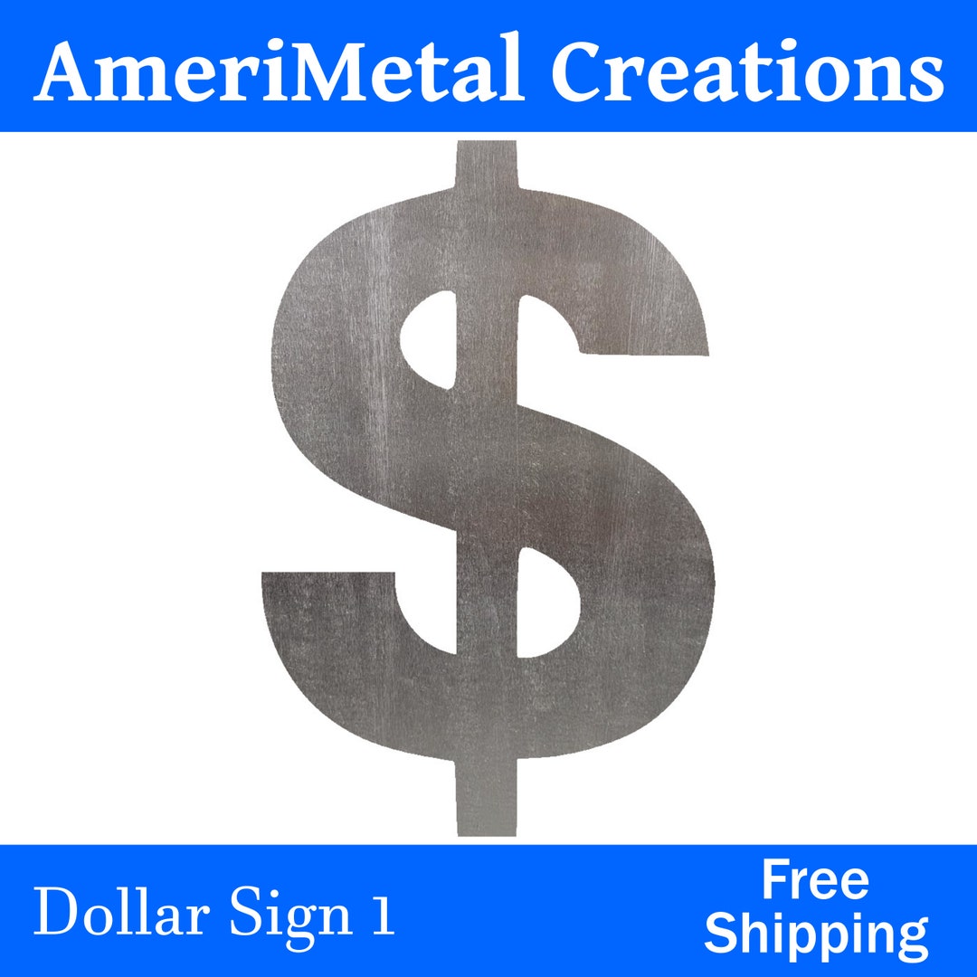 Dollar Sign 1 Metal Cutout Shape, Wall Art Decoration for Home ...