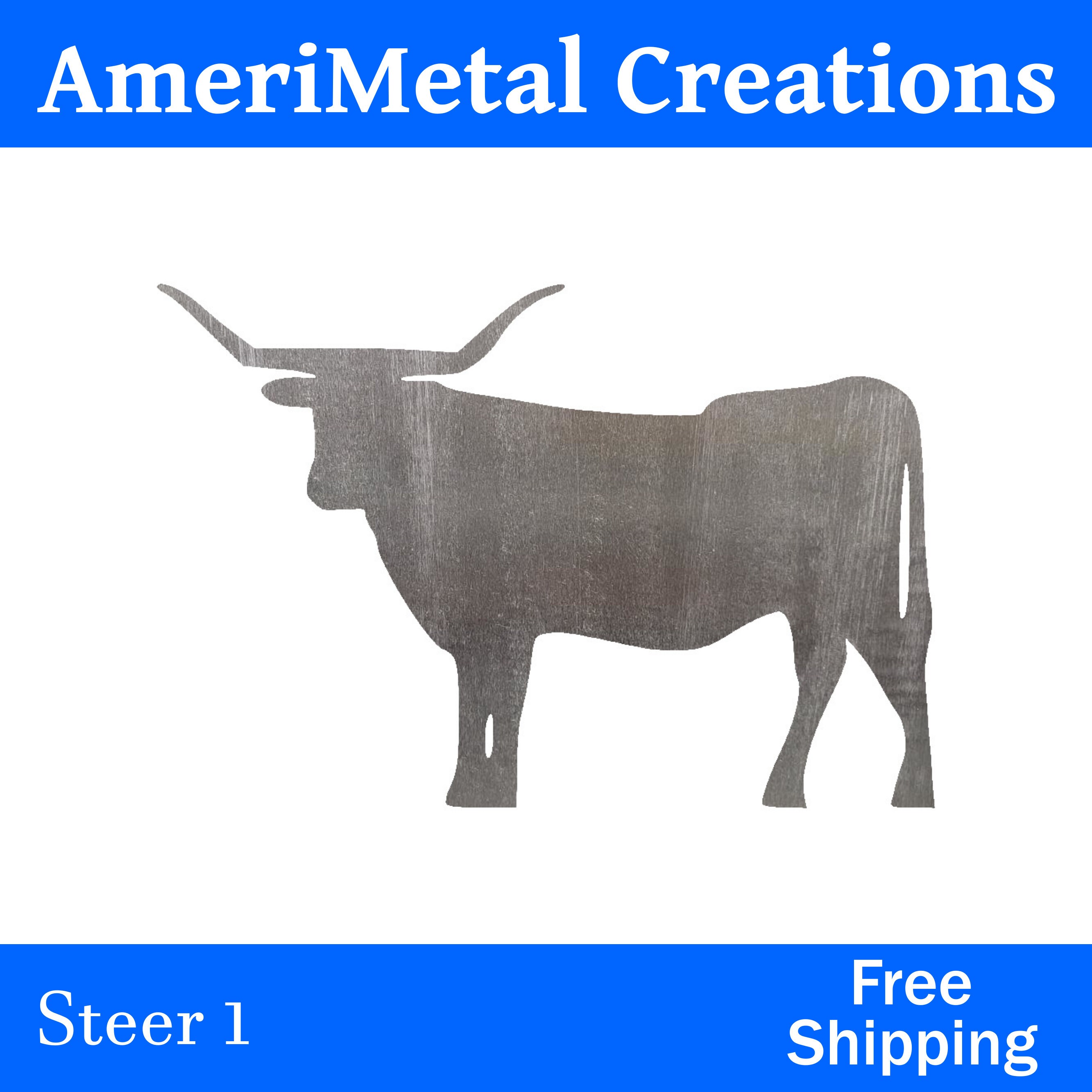 Steer 1 Metal Cutout Shape, Wall Art Decoration for Home, Farmhouse ...