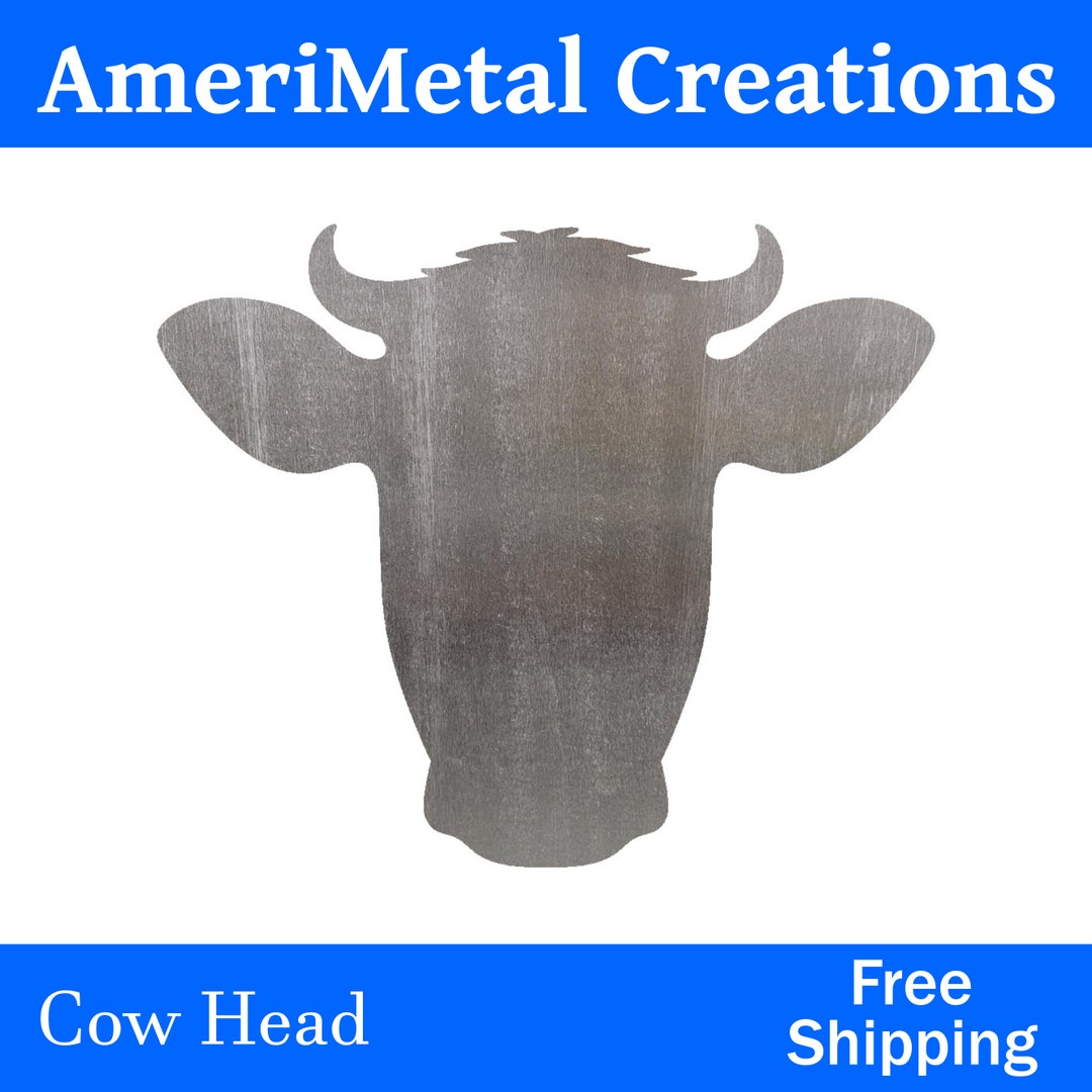 Cow Head Metal Cutout Shape, Wall Art Decoration for Home, Farmhouse ...