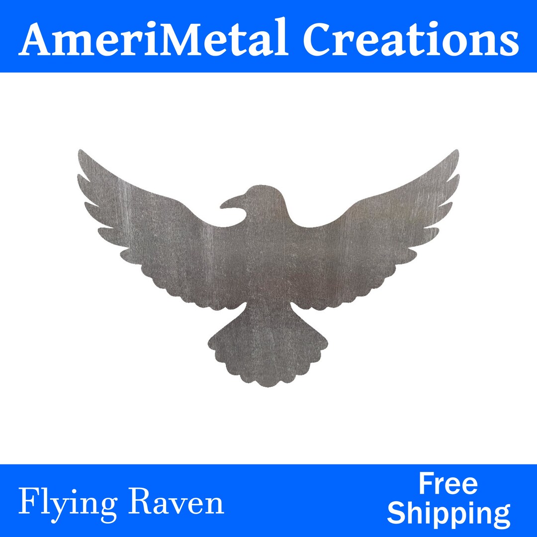Flying Raven Metal Cutout Shape, Wall Art Decoration for Home ...