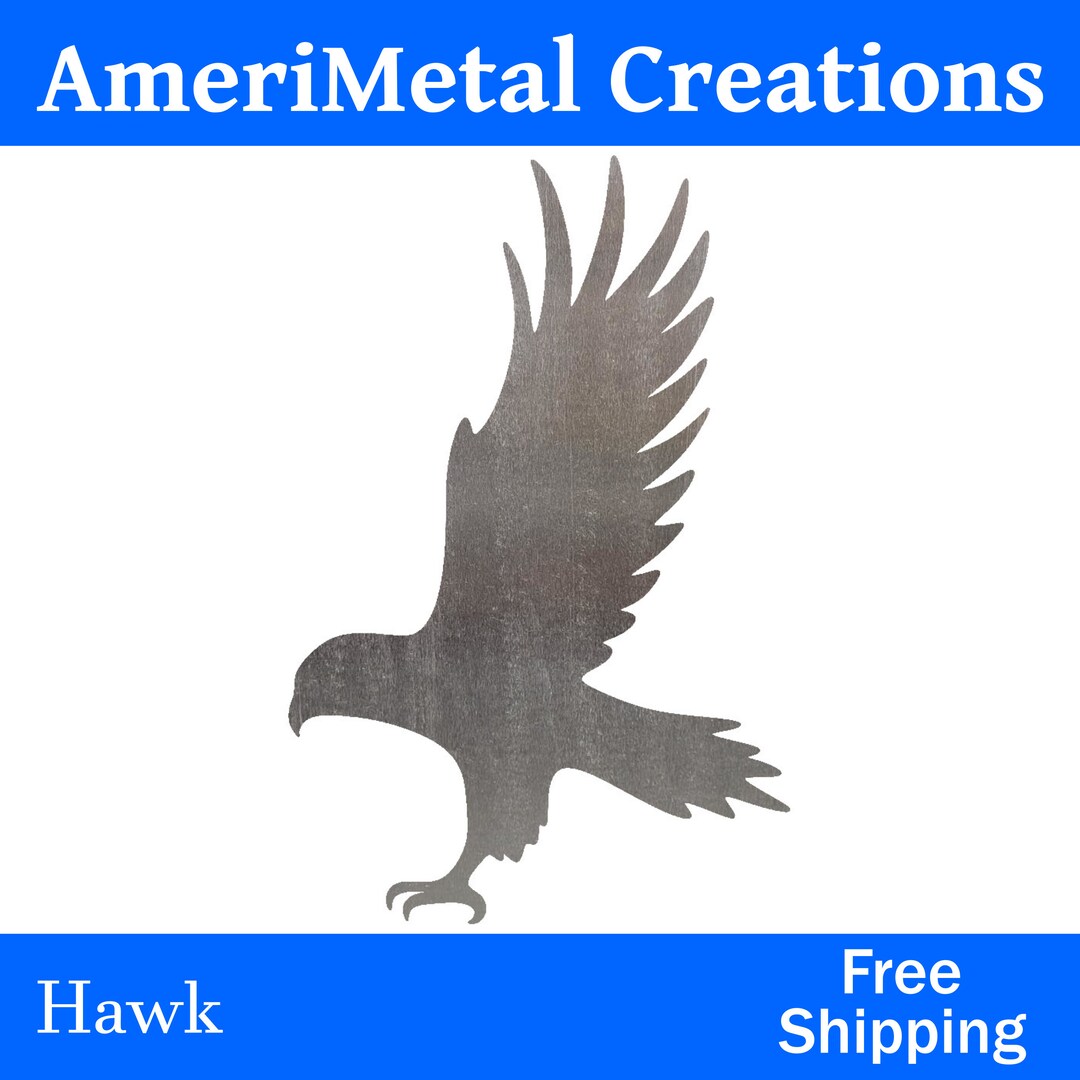 Hawk Metal Cutout Shape, Wall Art Decoration for Home, Farmhouse Style ...