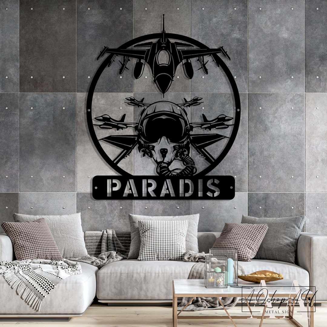Custom Fighter Jet Pilot Metal Wall Art Fighter Jet Sign Personalized ...