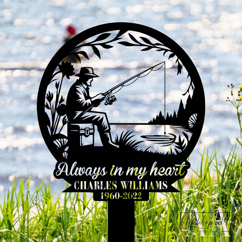 Custom Fisher Memorial Stake, Fisherman Memorial Gift, Grave Marker ...