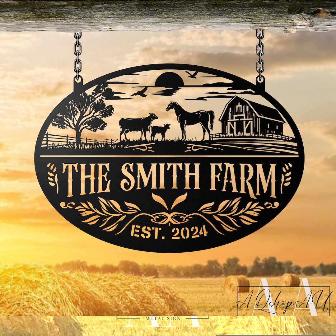 Custom Farmhouse Metal Sign, Personalized Metal Farm Sign, Animal Farm ...