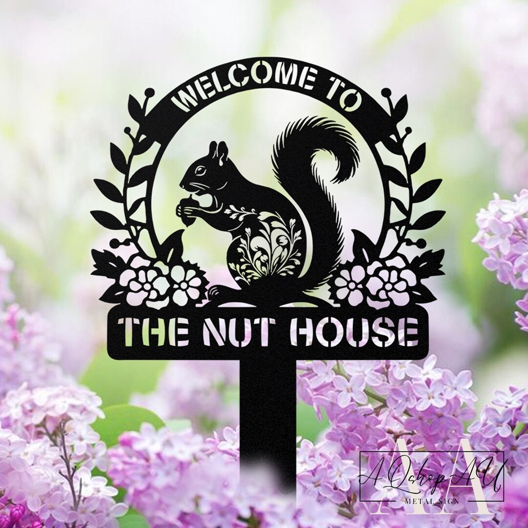 Custom Squirrel Stake Garden Sign, Squirrel Hollow Squirrel Decor ...