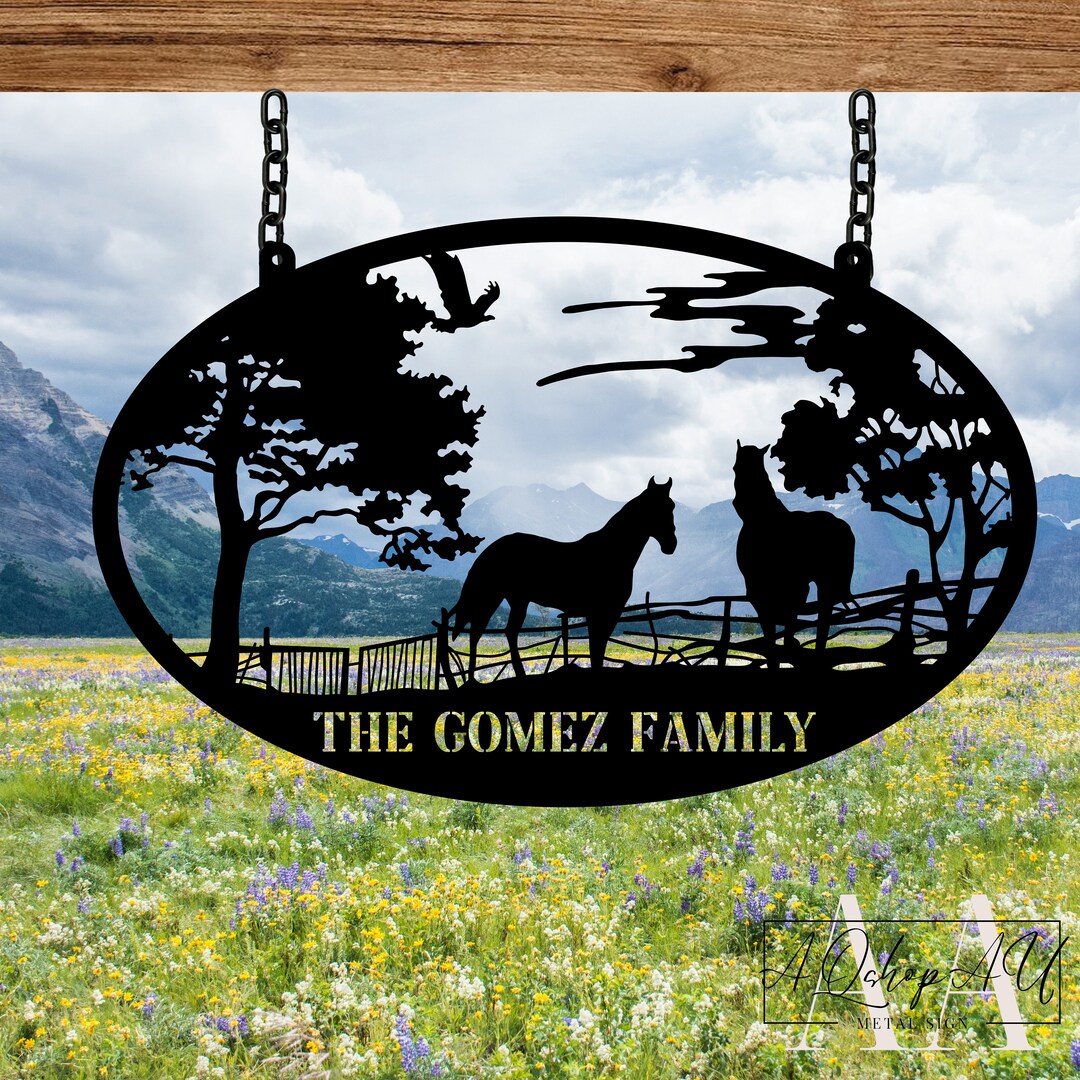 Custom Farm Sign Horses Metal Sign, Farm Metal Sign,horse Wall Art ...