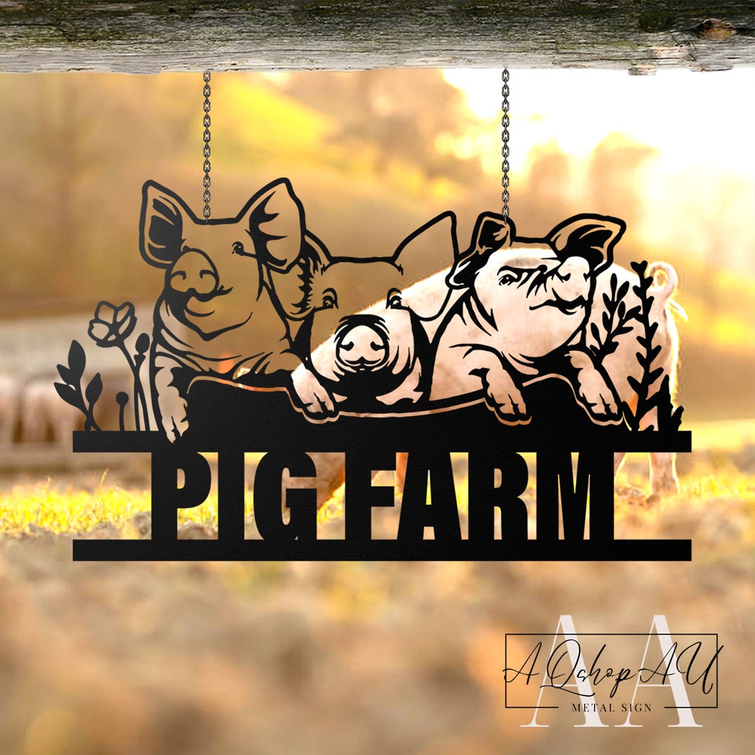 Personalized Metal Pig Sign Pig Farm Sign Pig Metal Wall Art Pig Farm ...