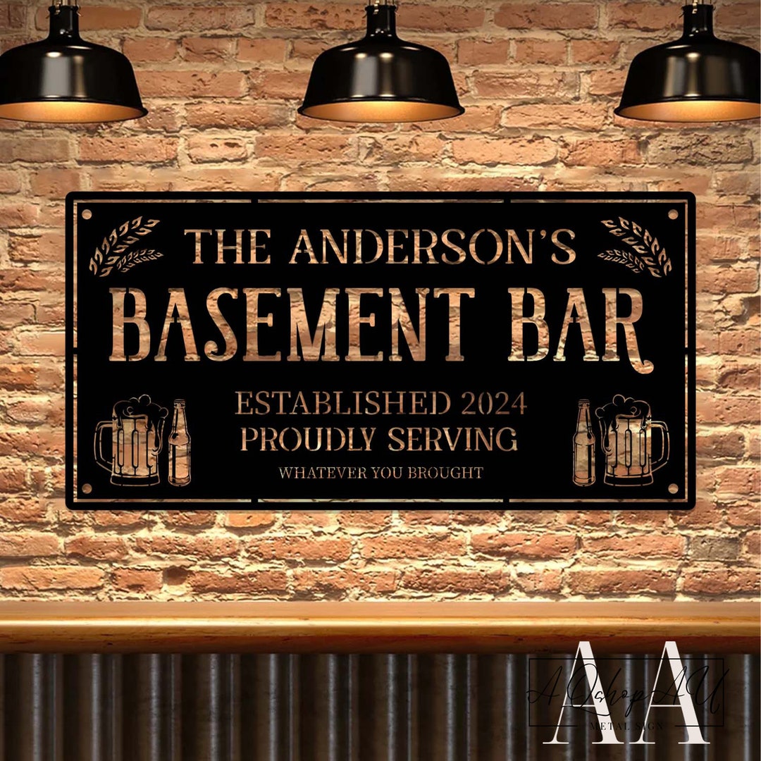 Custom Basement Bar Sign,personalized Bar Metal Wall Art,bar Decor ...
