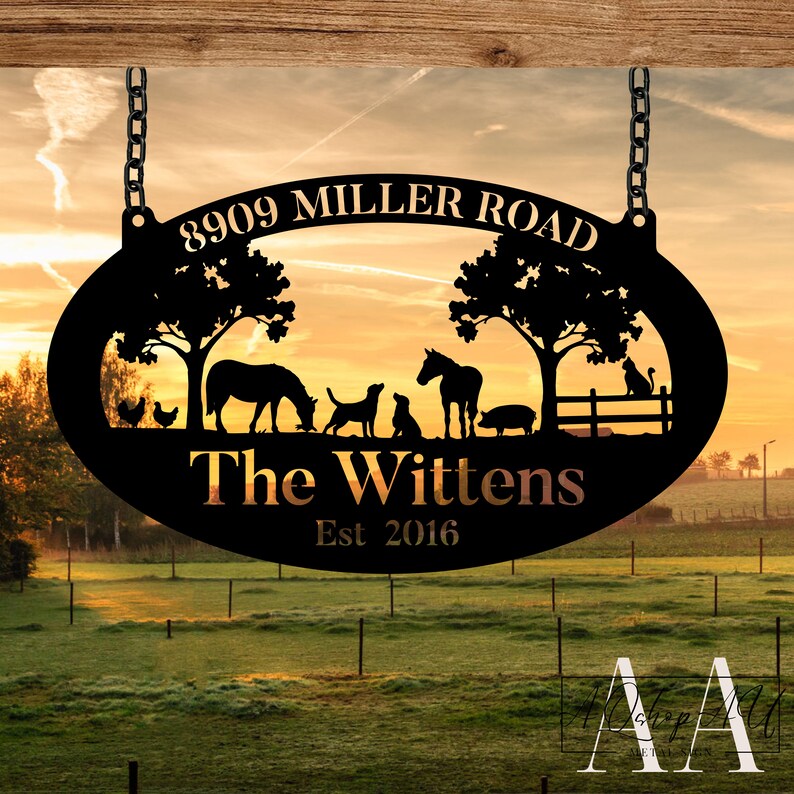 Custom Farmhouse Sign, Personalized Farm Metal Sign, Animal Farm Sign ...