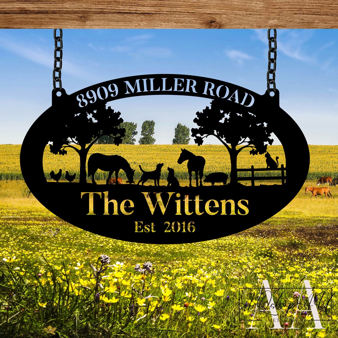 Custom Farmhouse Sign, Personalized Farm Metal Sign, Animal Farm Sign ...