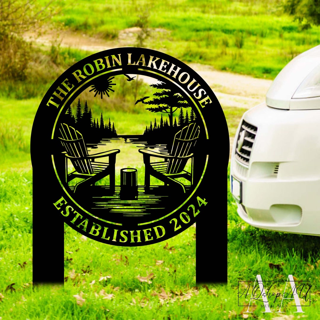 Custom Metal Campfire Sign With Stakes, Personalized Cabin Sign, Camp ...