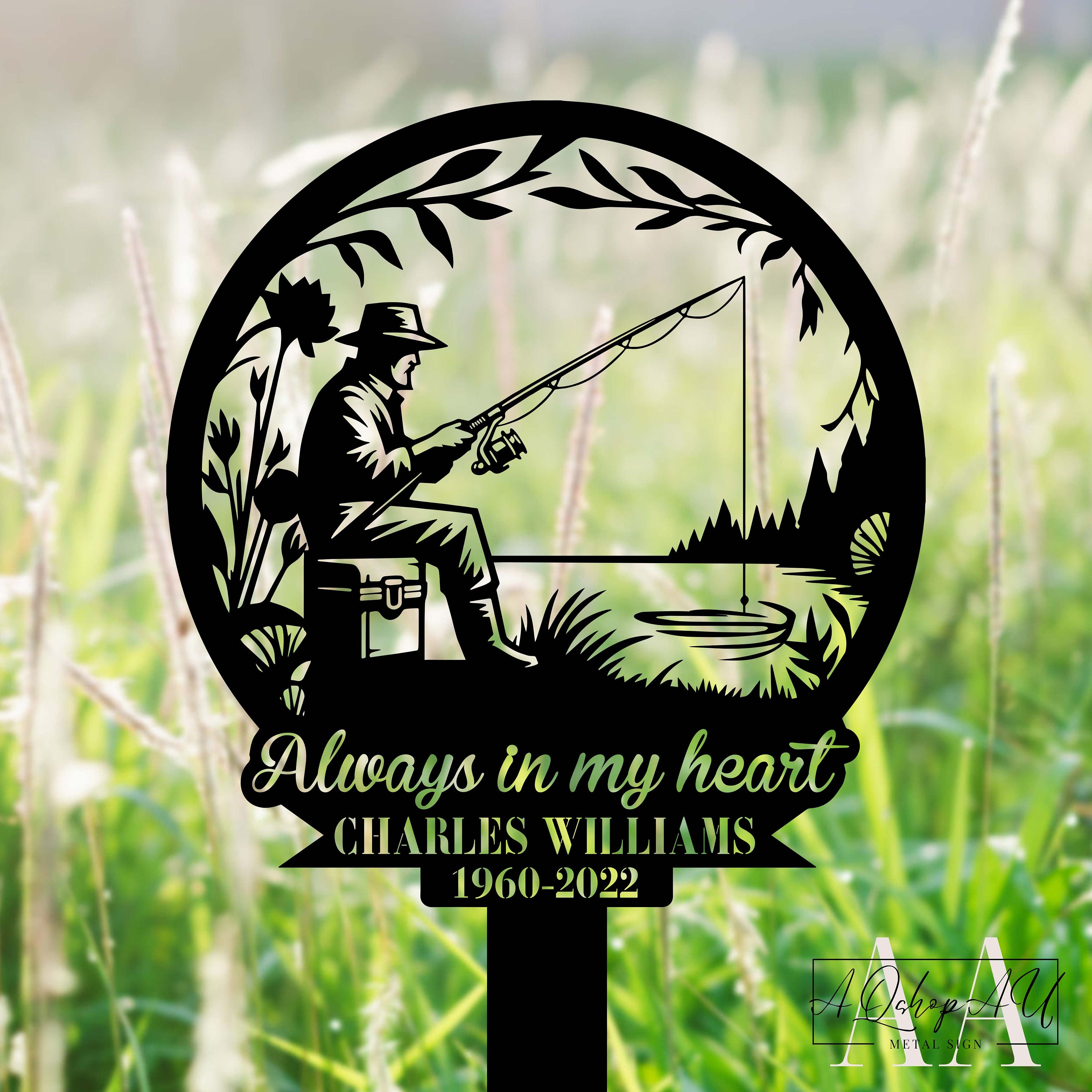 Custom Fisher Memorial Stake, Fisherman Memorial Gift, Grave Marker ...