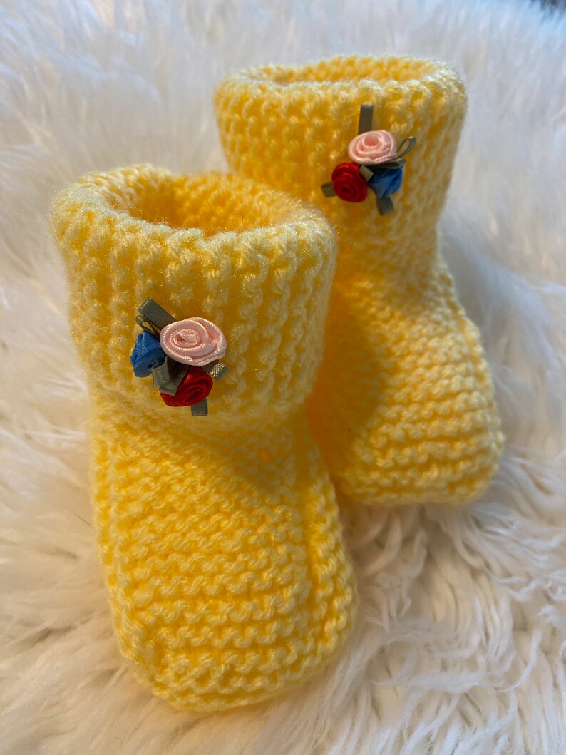 Handmade Knitted Lemon Color (yellow) Baby Booties. Custom Orders Are ...