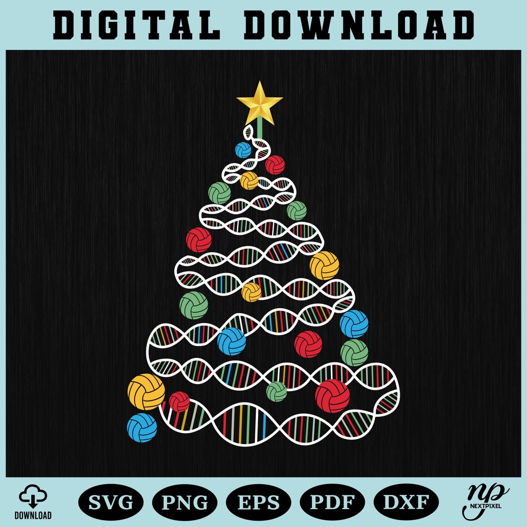 Volleyball Christmas Tree SVG : DNA Holiday Design (digital Download ...