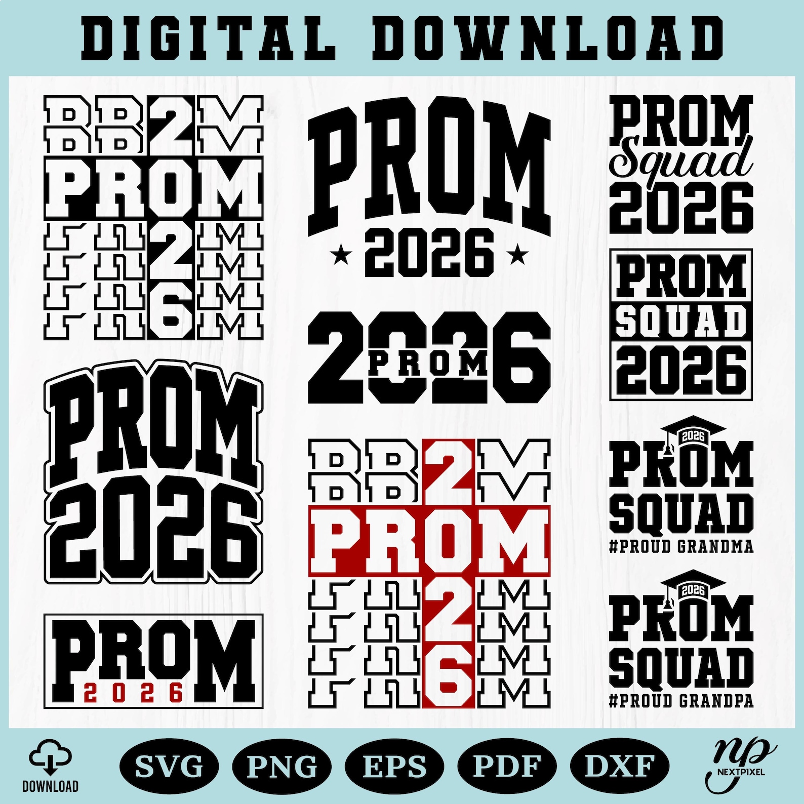 Prom SVG Bundle, Prom Shirt SVG, Class of 2026 Shirt Design, Prom Squad ...