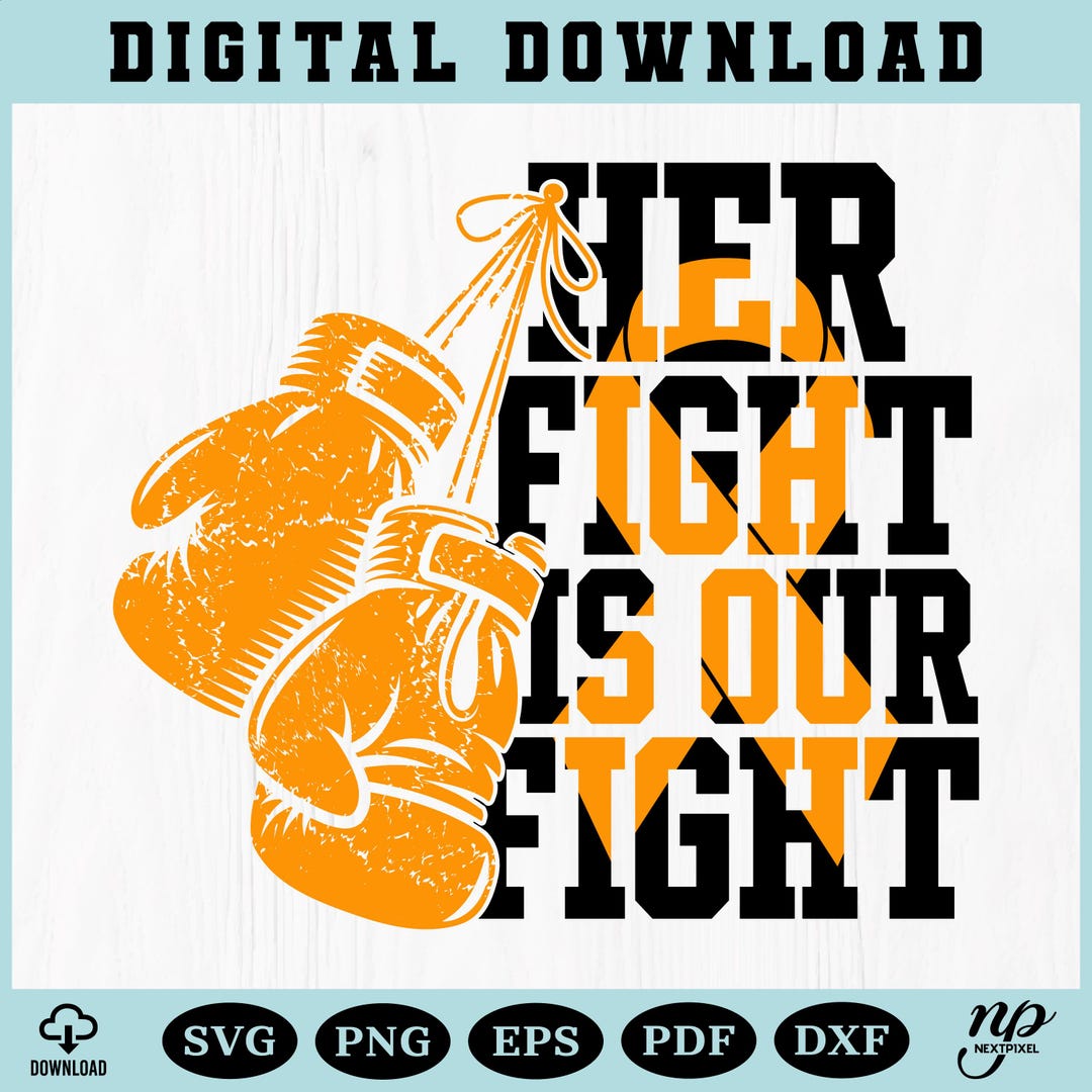 ADHD Autism Awareness SVG | Her Fight is Our Fight | Orange Ribbon ...