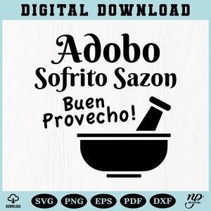 Adobo Sofrito Sazon SVG PNG JPG Pdf Dxf Digital Download, Latin Food ...