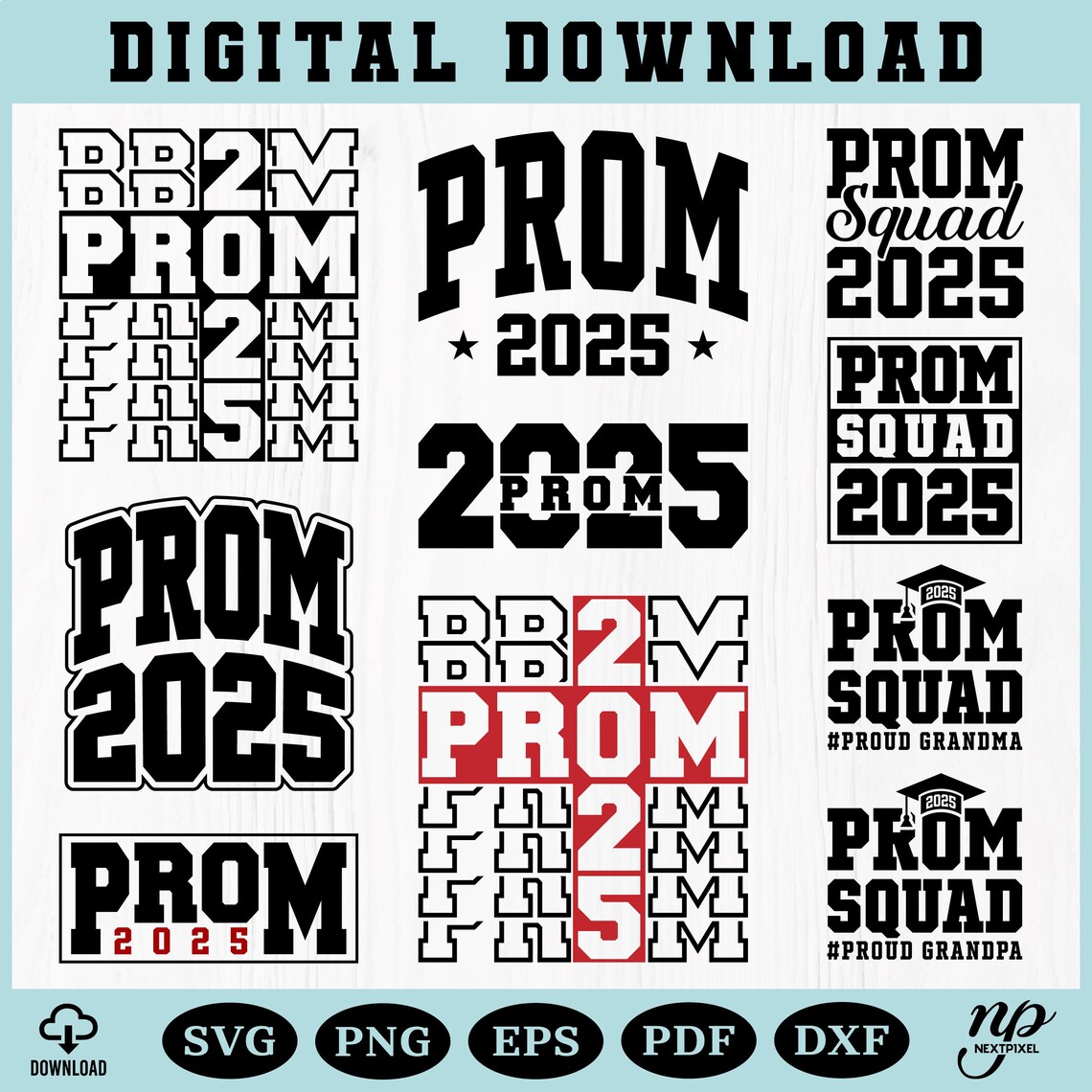 Prom 2025 SVG Bundle, Prom Squad 2025 Svg Cut Files, Senior Prom Shirt ...