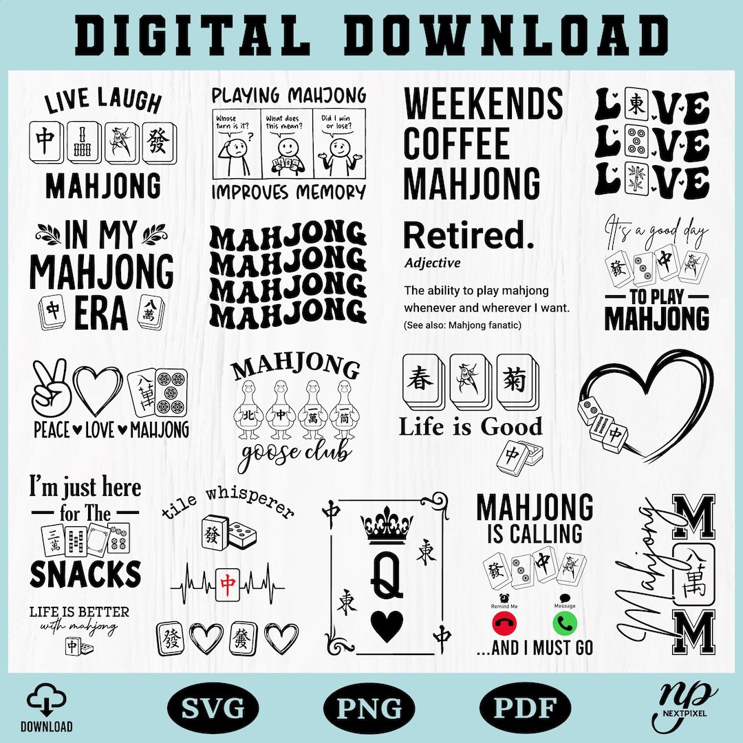 Mahjong SVG Bundle Funny Mahjong Quotes PNG Clipart for Shirts - Etsy