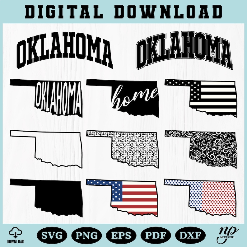 Oklahoma SVG Bundle, Oklahoma State SVG PNG, Oklahoma Home Outline Cut ...