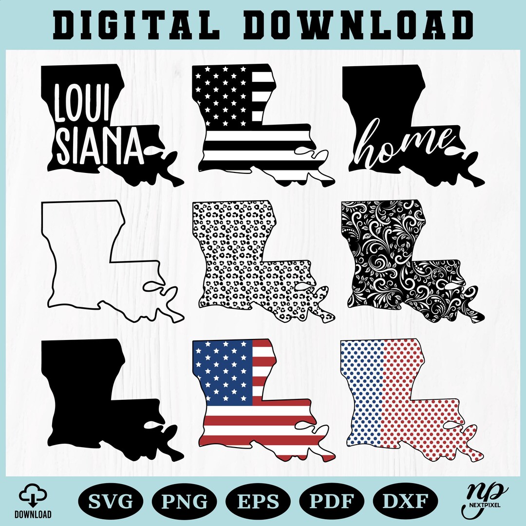 Louisiana PNG SVG Bundle State Map SVG Cut Files for Cricut Distressed ...