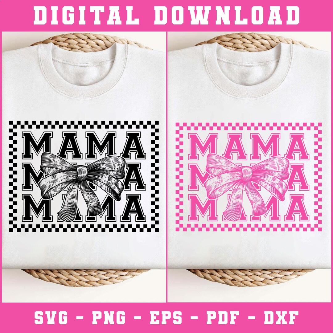 Retro Mama Checkered Bow Svg Png, Checkered Coquette Bow Svg Png, Retro ...