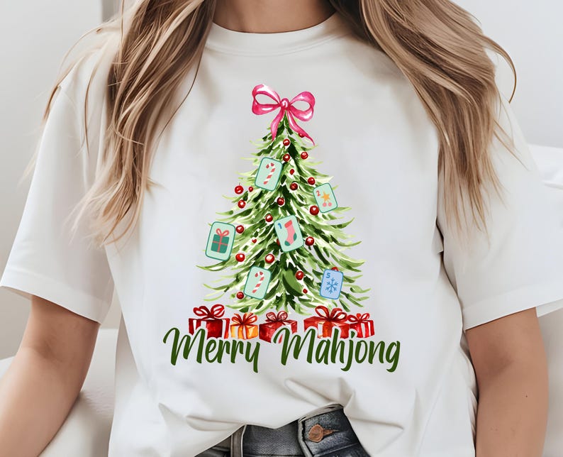 Merry Mahjong Christmas Tree SVG: Holiday Tile Game Design (digital ...