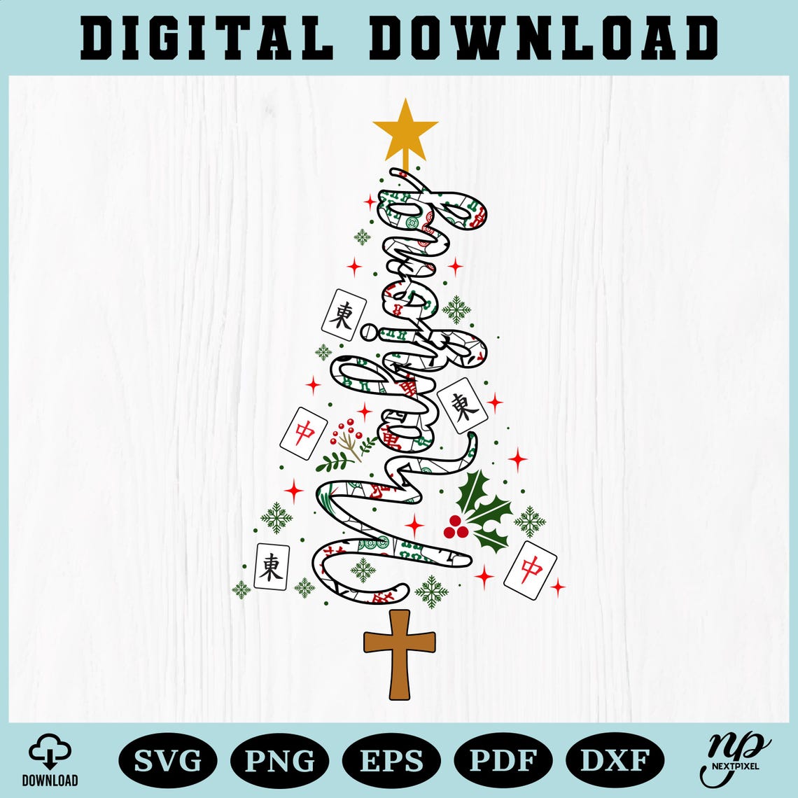 Mahjong Christmas Tree SVG | Faith Holiday Mahjong PNG for Cricut ...