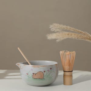 Hand Painted Cute Capybara Matcha Gift Set Matcha Bowl With Bamboo ...