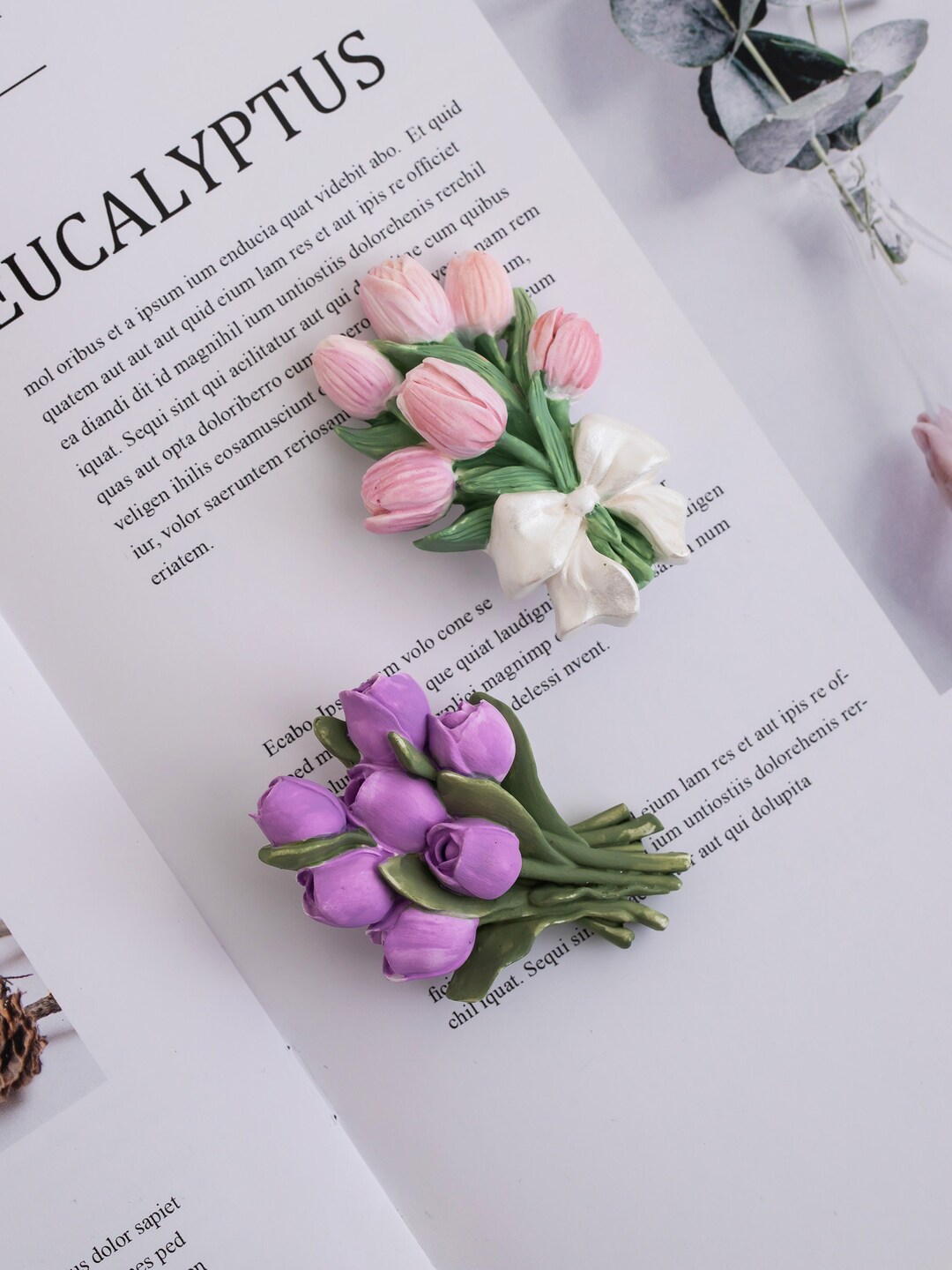 Tulip 3D Plaster Flower Car Air Vent Clips, Car Air Outlet Aromatherapy ...