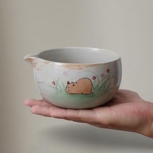 Hand Painted Cute Capybara Matcha Gift Set Matcha Bowl With Bamboo ...