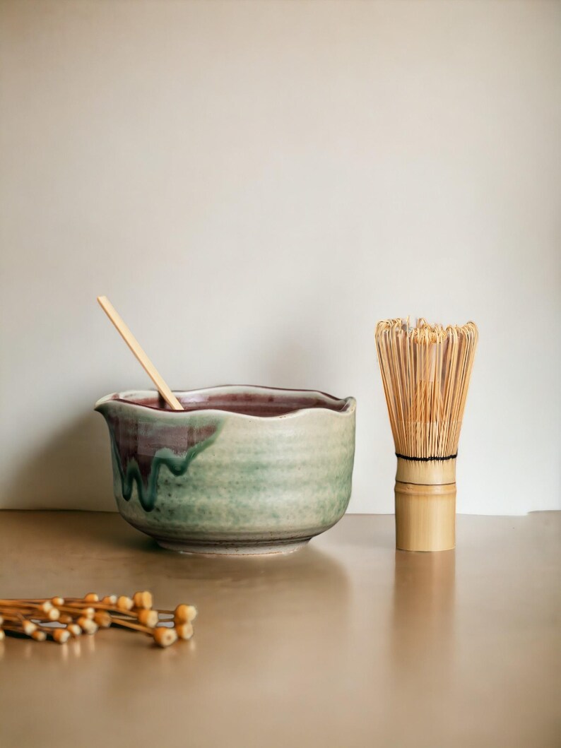 Handmade Matcha Bowl With Natural Green Glaze, Naturals Matcha Kit ...