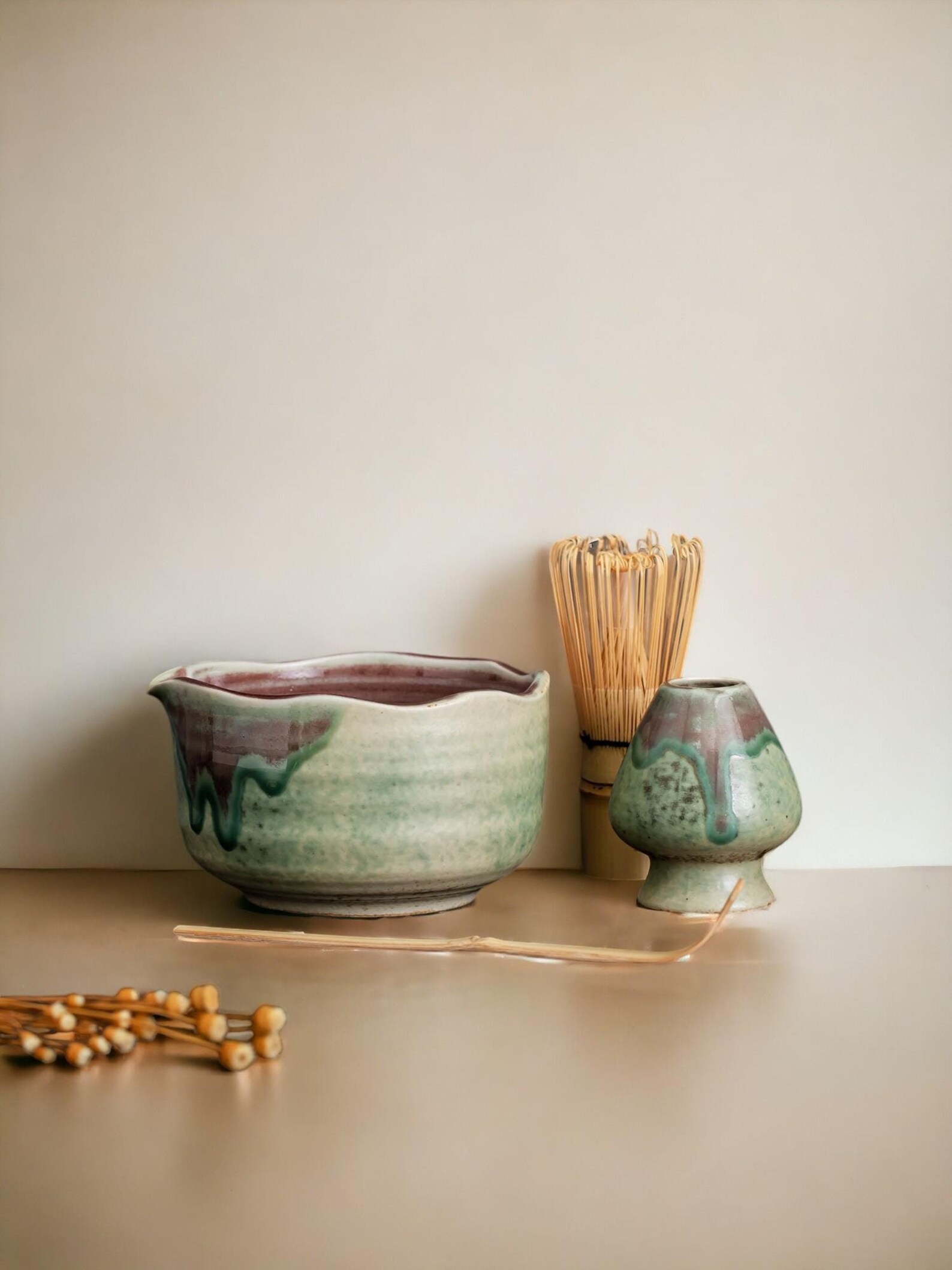 Handmade Matcha Bowl With Natural Green Glaze, Naturals Matcha Kit ...