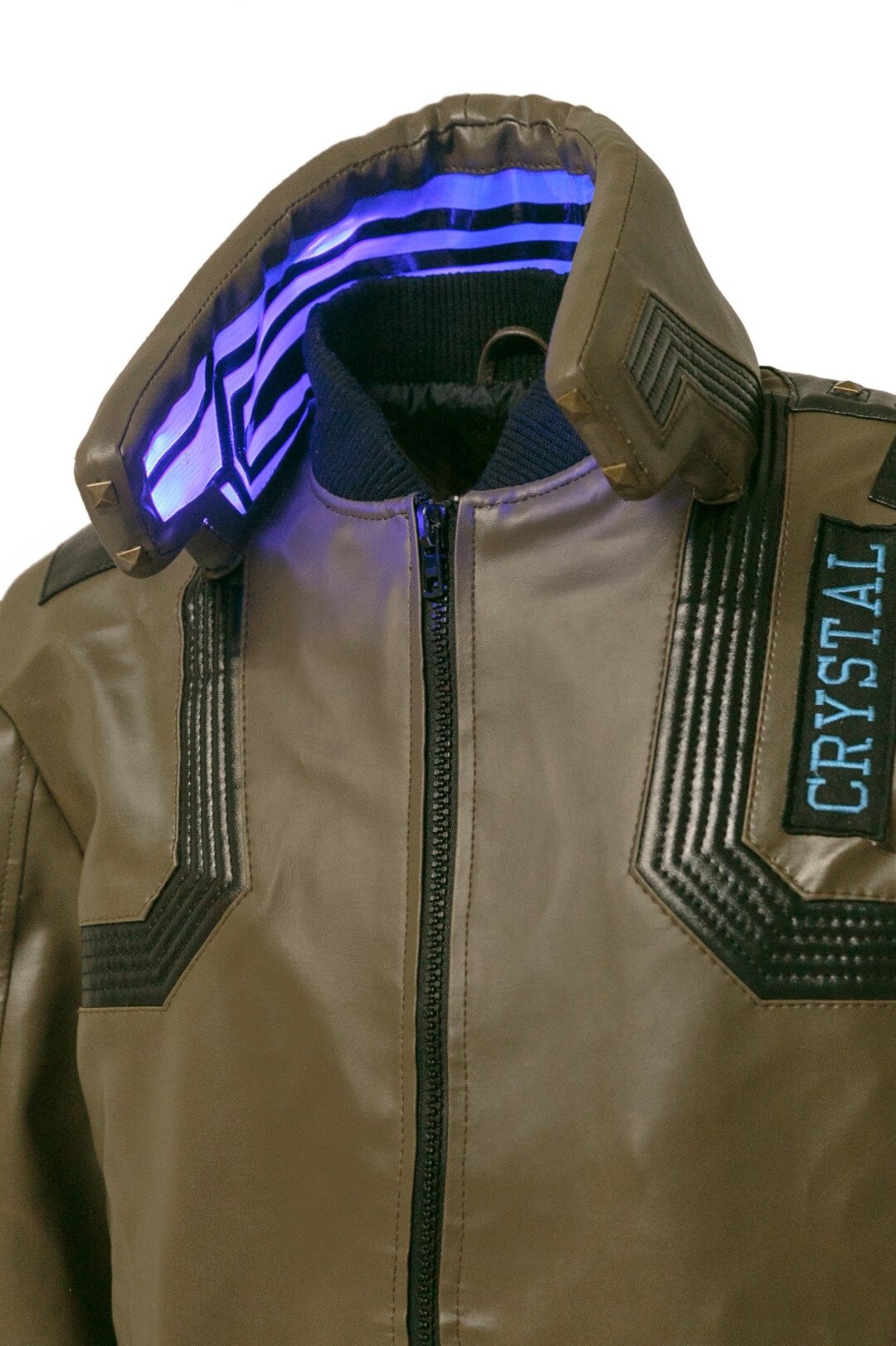 Cyber Punk Edgerunner 20-77 Olive Green Cosplay Jacket With Lights L ...