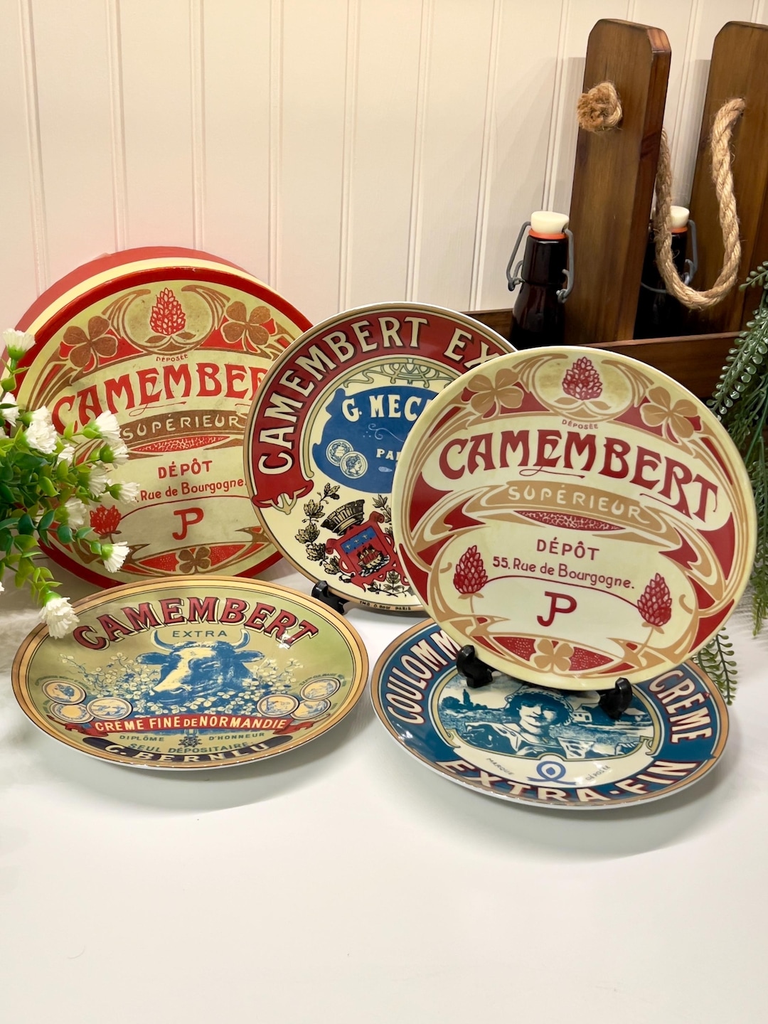 4 Vintage 8" Camembert Cheese Plates With Box – BIA 2003, 4 Different ...