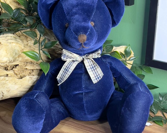 Vintage Royal Blue Teddy Bear 8" • Picasso Bear • Russ Berrie & Co • - Etsy