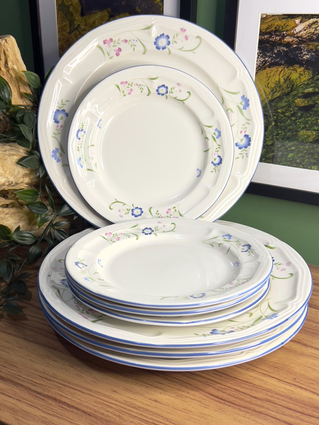 8pcs Vintage Shades Crest Plate Set for 4 People Vintage 1970 Stoneware ...