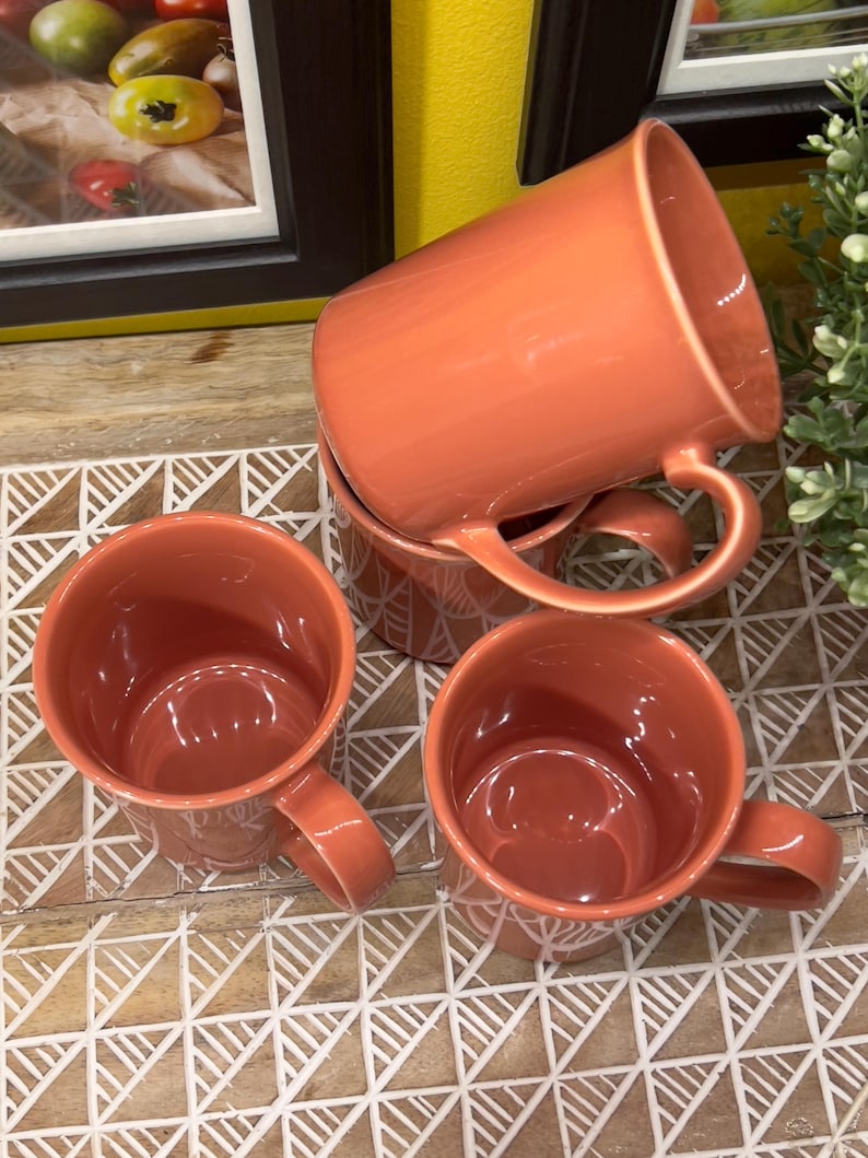 4pcs • Set of 4 Corning Coral Cups • Coffee Cup • Tea Cups • Coral Cups ...