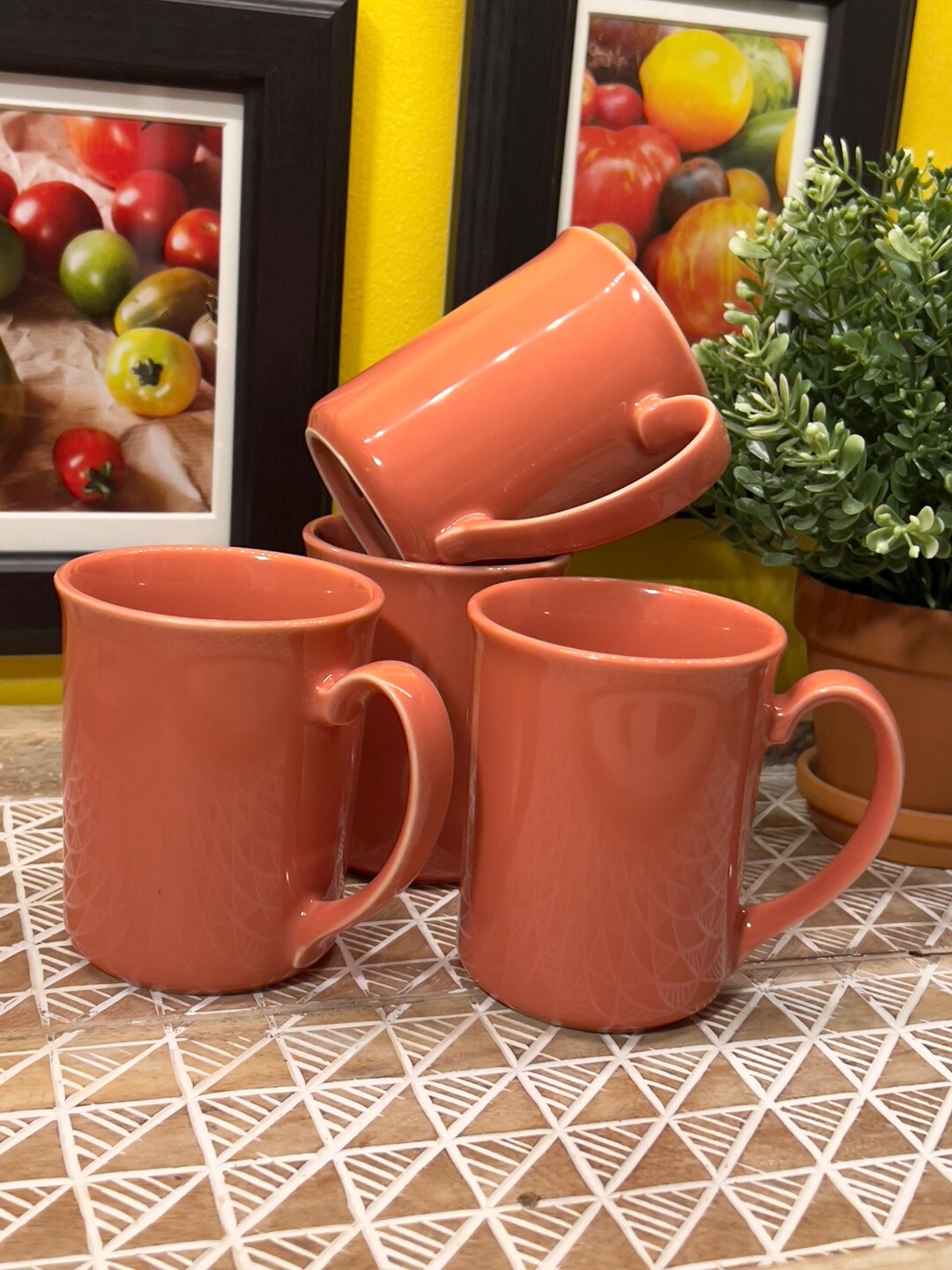 4pcs • Set of 4 Corning Coral Cups • Coffee Cup • Tea Cups • Coral Cups ...