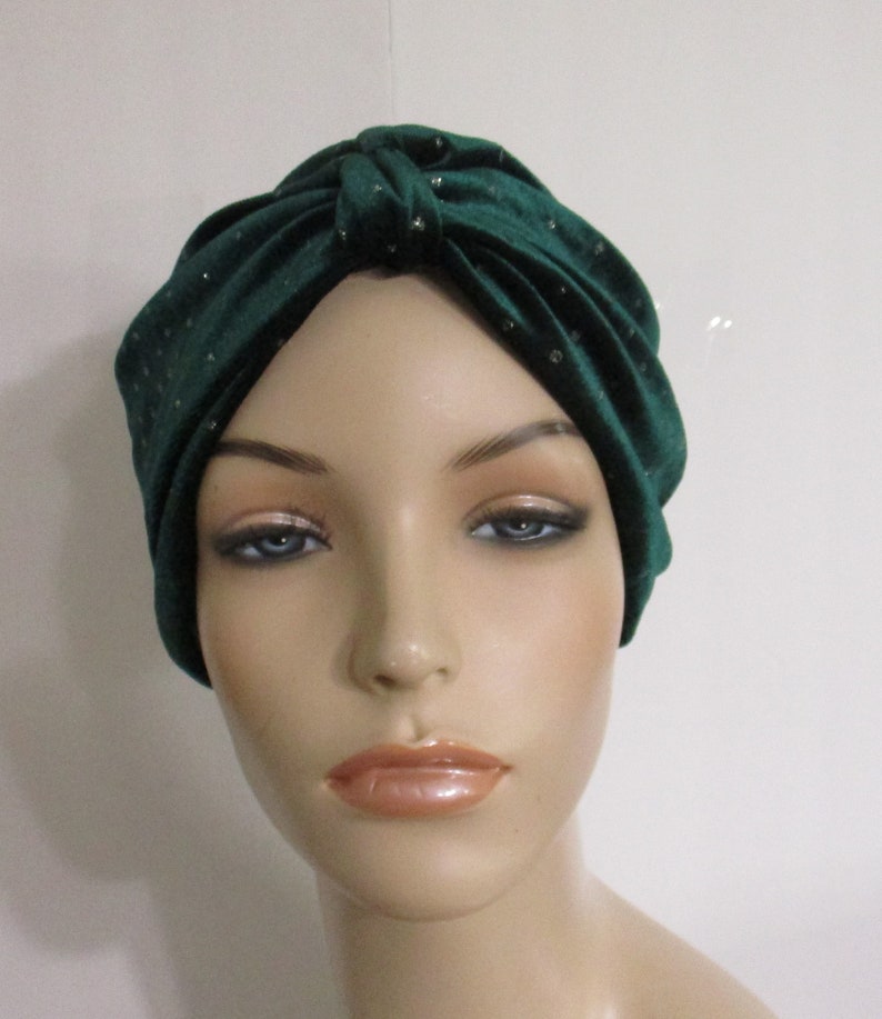 Chemo Hat Green Sparkles Velour Knit Turban Snood Womens Hat - Etsy