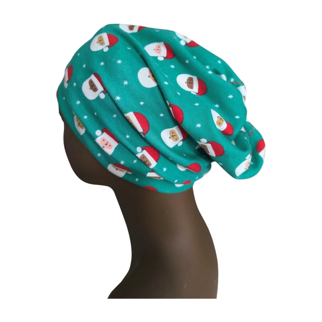 Women's Chemo Hat Gathereed Slouch Beanie Christmas Diverse Santas ...